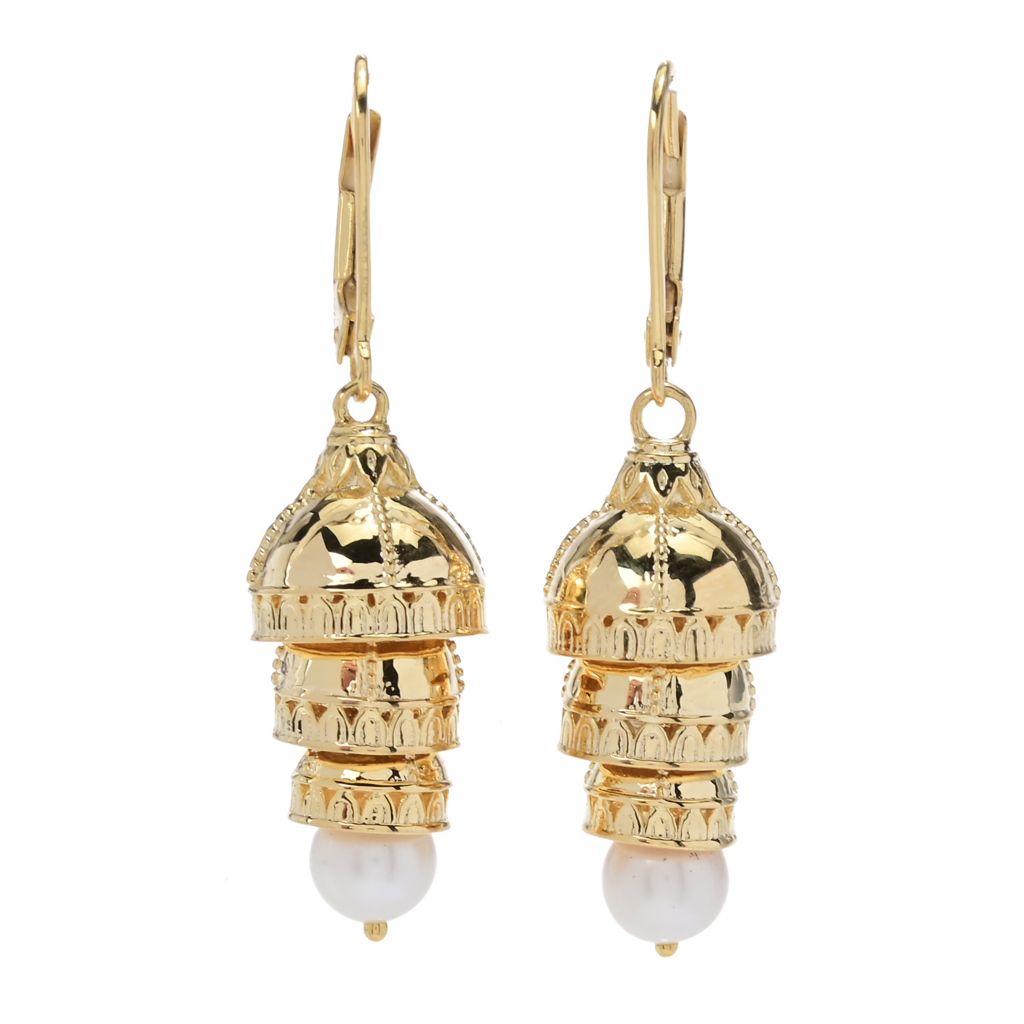 Passport to India "Taj Mahal" 18K Gold Plated Cultured Pearl Drop Earr ...