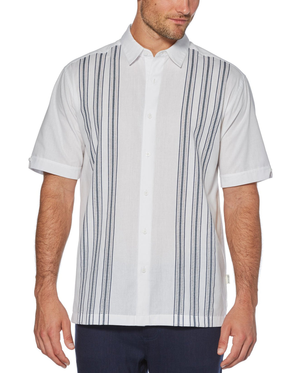 Cubavera Men's Short Sleeve Panel Button Down Shirt White Size Large – Steals