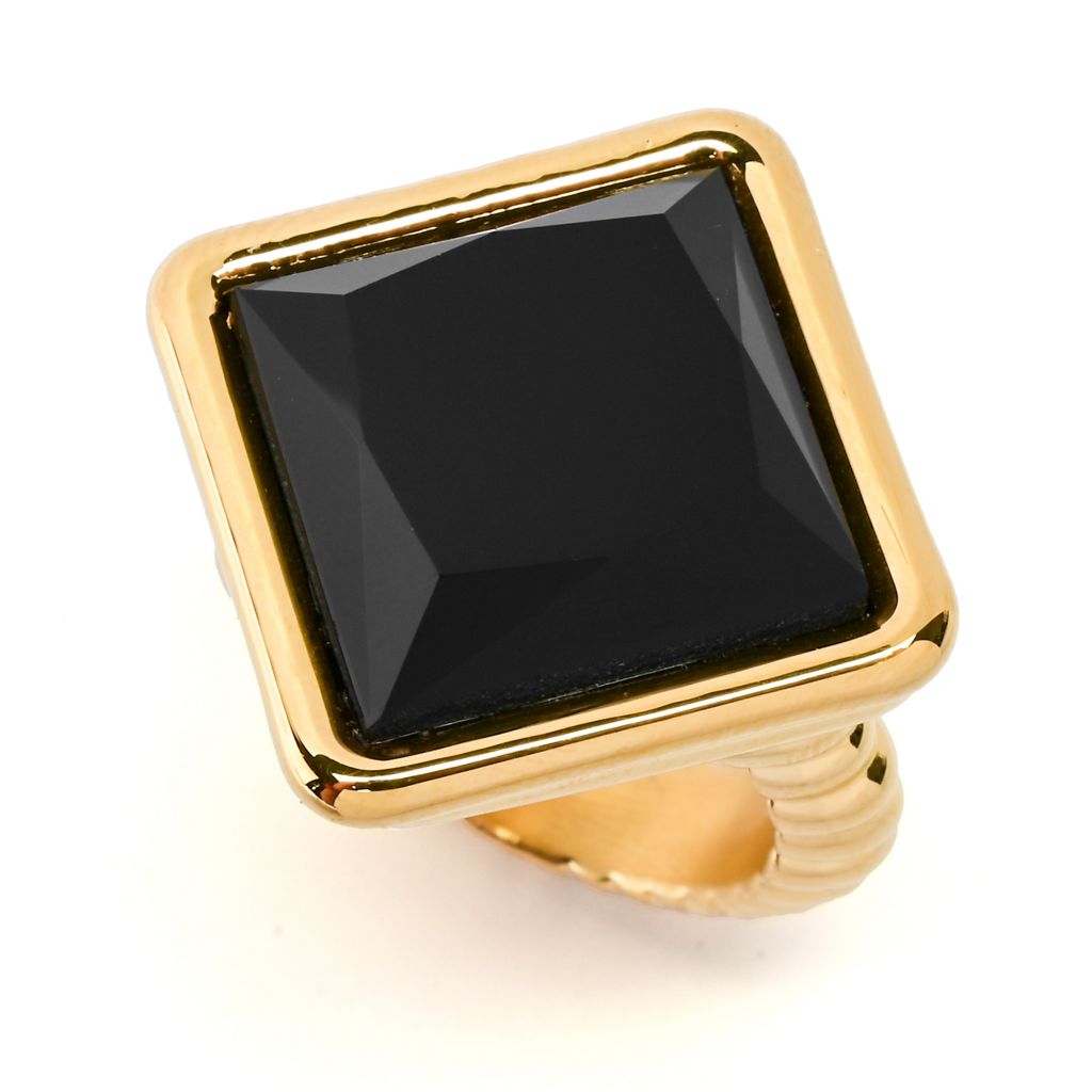 VOGA Collection 18K Gold Electroform Choice of 15mm Square Gem Ring ...