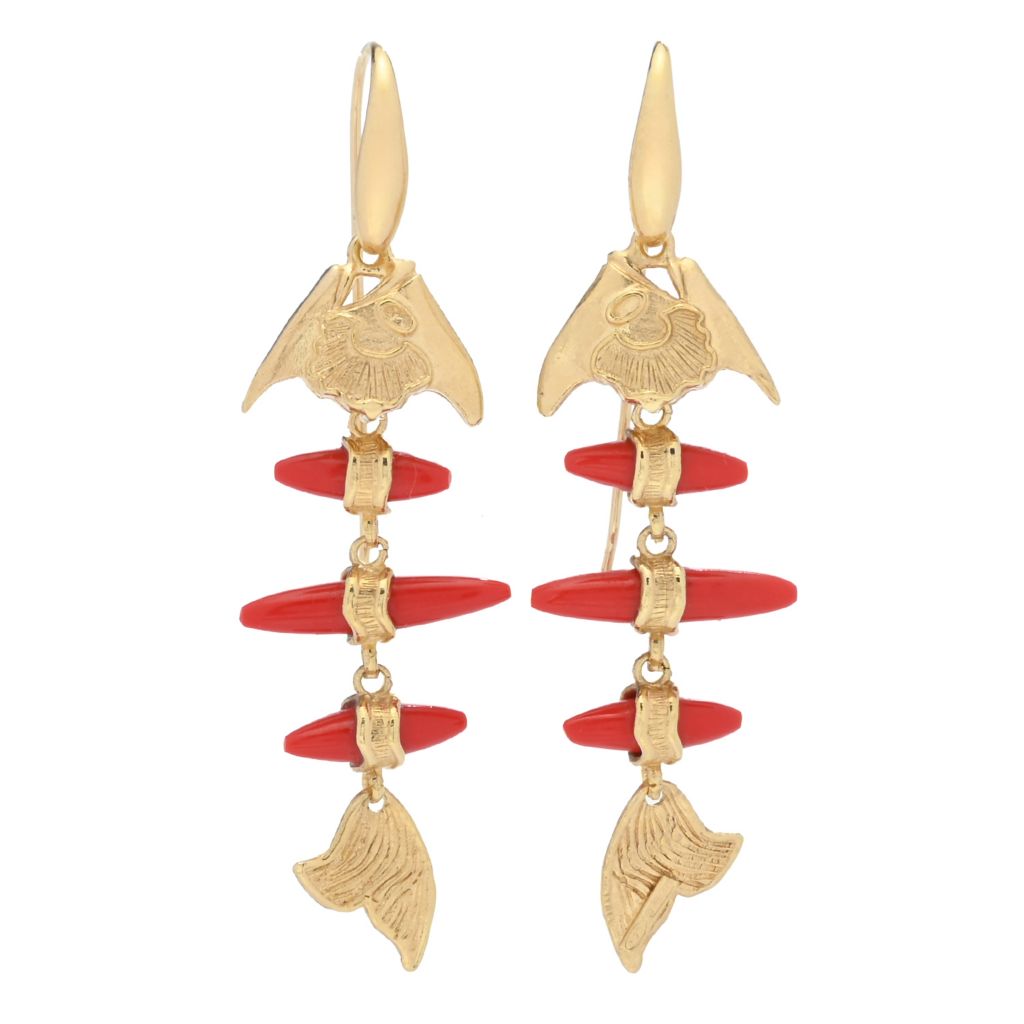 Bello Italiano 18K Gold Plated Coral Fish 2.5" Drop Earrings – Steals