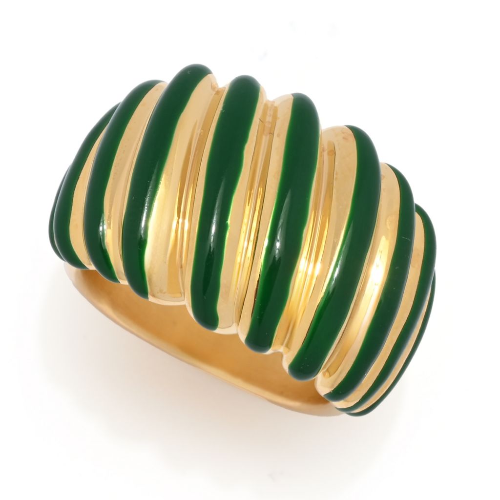 VOGA Collection 18K Gold Electroform Polished & Enamel Tapered Ring ...