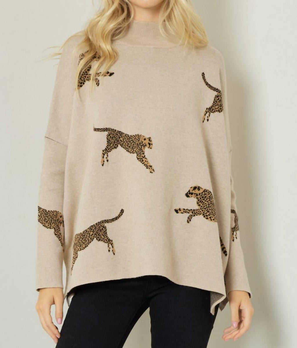 Entro - Leopard Poncho Tunic Sweater – Steals