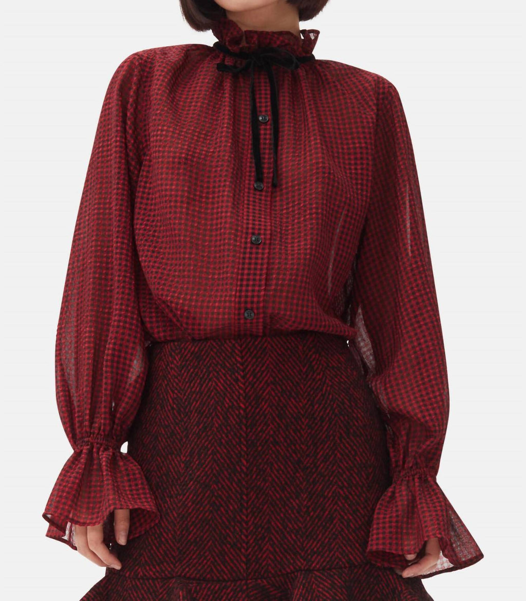 Ganni - Red Sheer Tie String Shirt – Steals