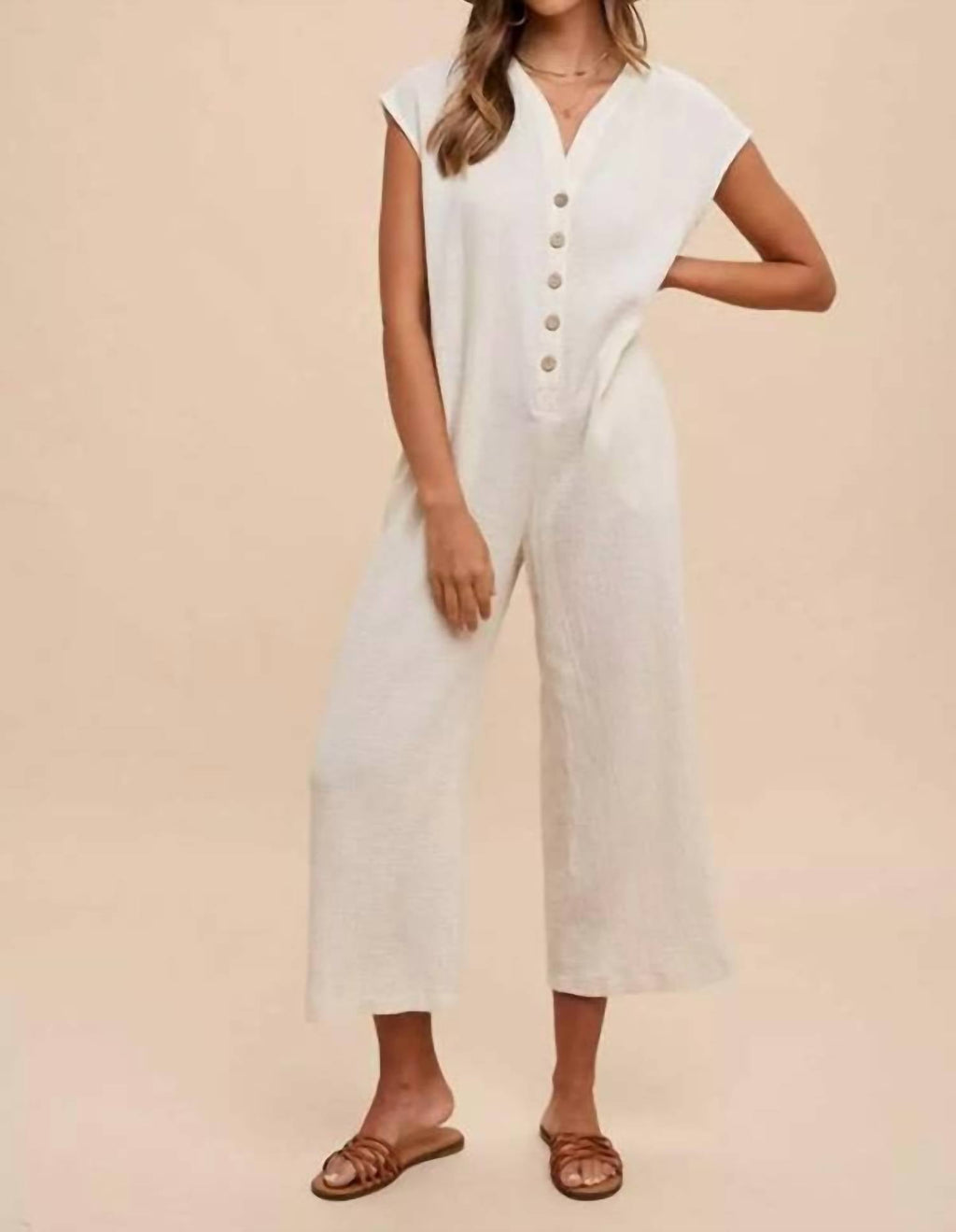 Anniewear - Cotton Guaze Button Down Jumpsuit – Steals