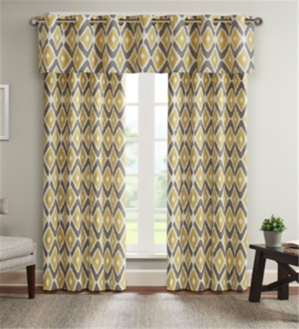 Madison Park Ashlin Diamond 50 x 84 Grommet Window Curtain Yellow Size ...