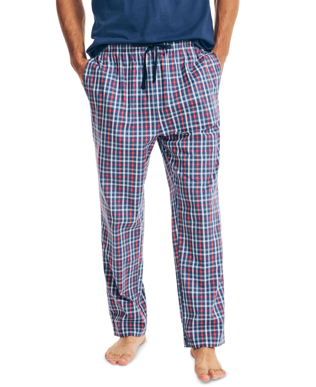 Nautica Men's Check Poplin Pajama Pants Blue Size Large – Steals