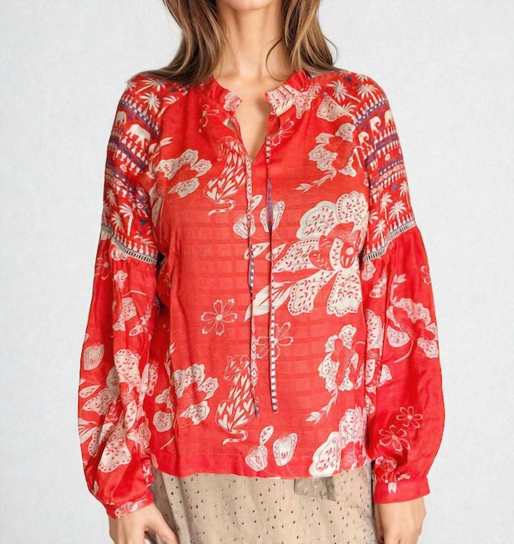 Emily Lovelock - EMMA Coral Batik Print Blouse – Steals