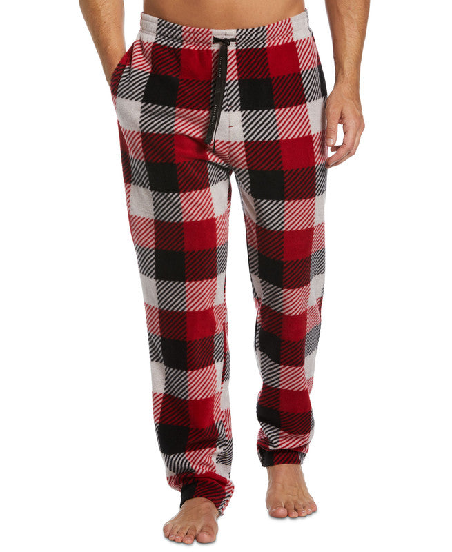 Perry Ellis Portfolio Men's Modern Buffalo Plaid Textured Fleece Pajam ...