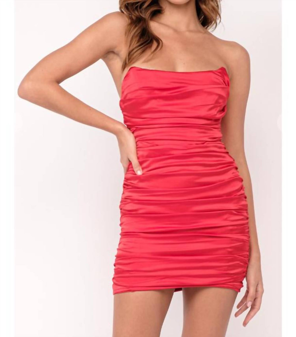 Cason Couture - The Lara Satin Strapless Ruched Mini Dress – Steals
