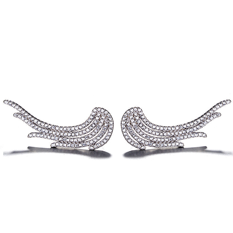 Sterling Silver Angel Wing Crawler Climbers with Swarovski Crystals ...