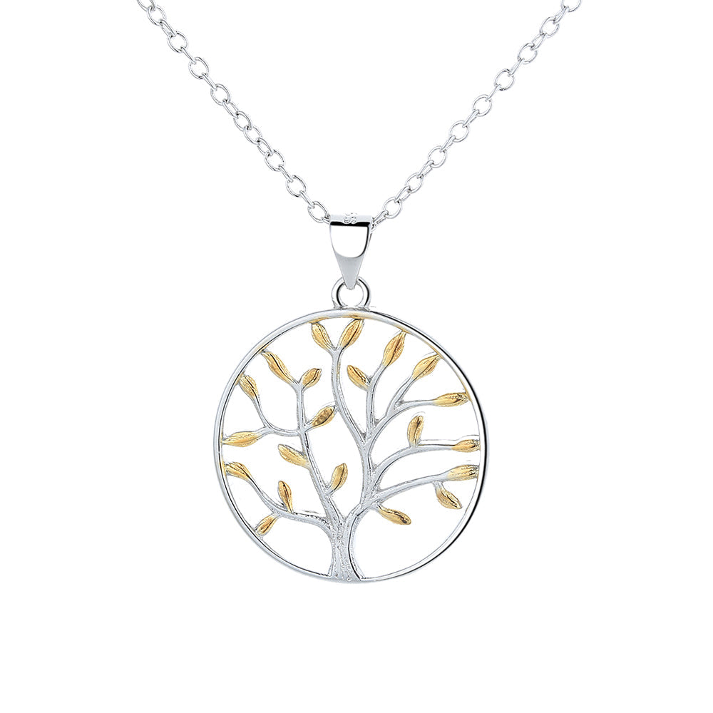Sterling Silver Two-Tone Tree of Life Pendant Necklace – Steals