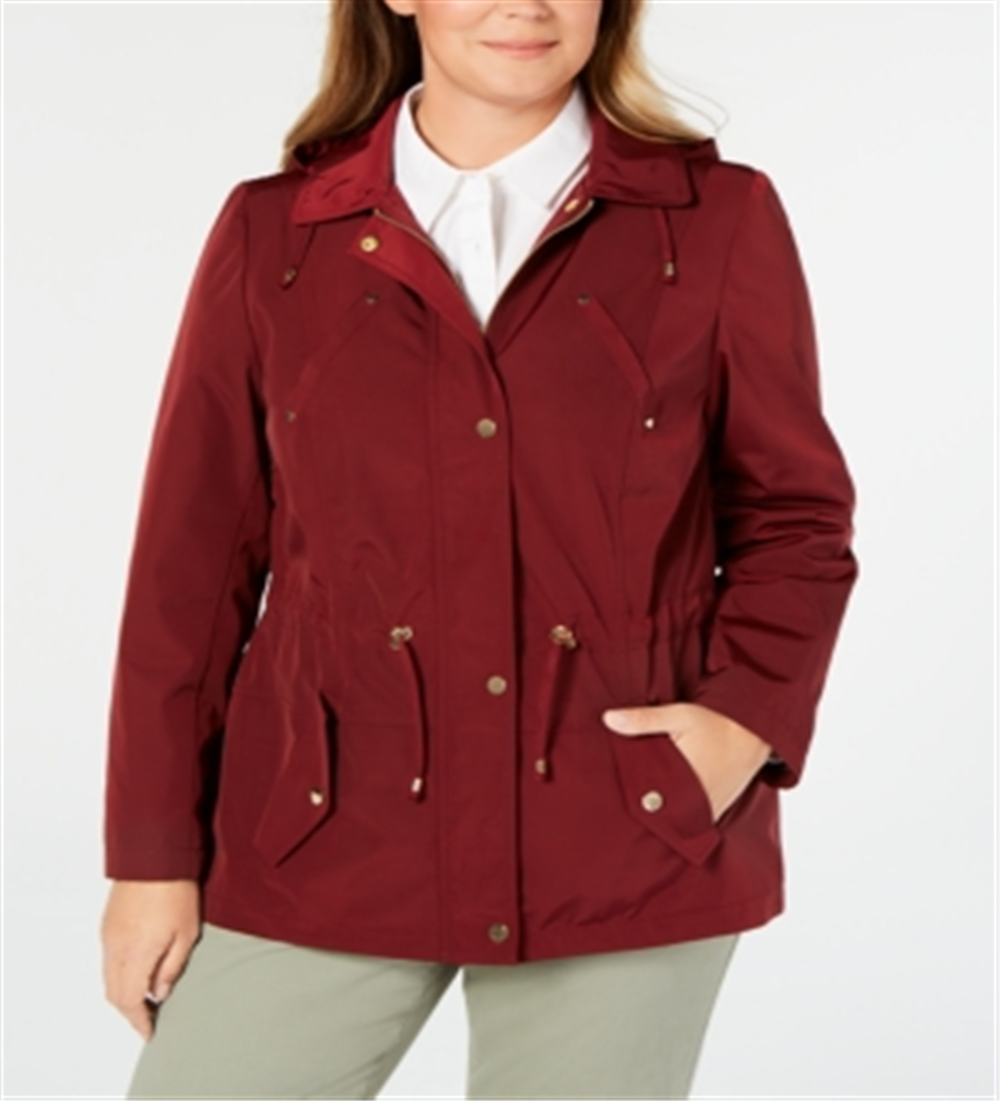 Charter Club Women's Plus Size Water-Resistant Utility Jacket Red Size ...