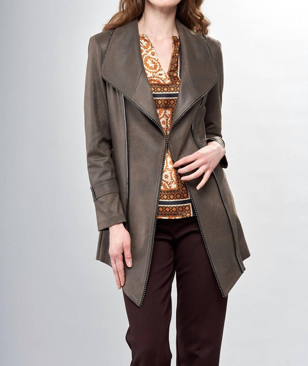 Insight - Vegan Leather Long Jacket with Hook & Eye Closure – Steals