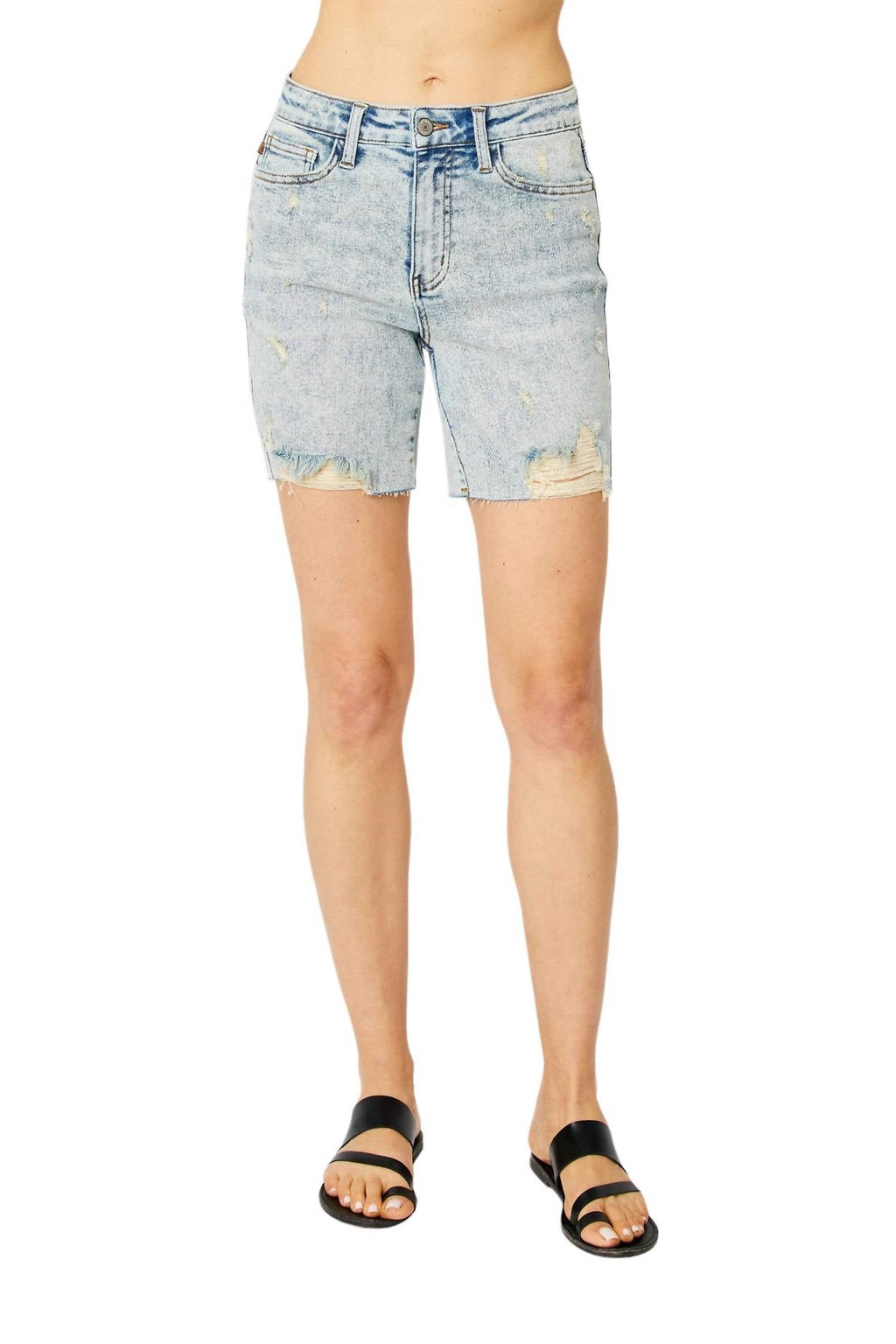 Judy Blue - High Waist Destroy Boyfriend Denim Short – Steals