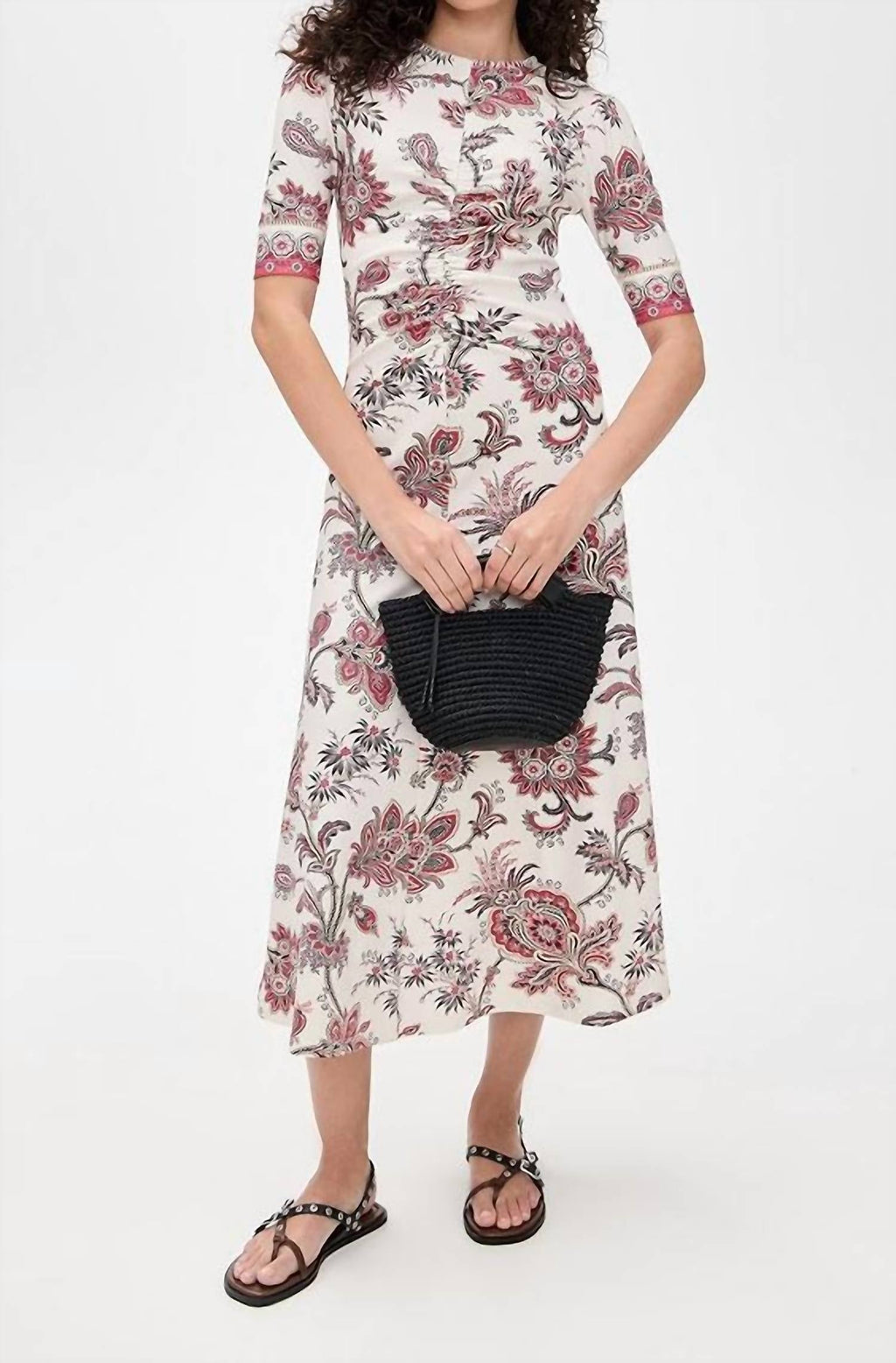 Sea - Cassandra Print Ruched Short Sleeve Dress – Steals