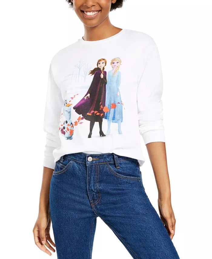 Mad Engine Disney Junior's Long Sleeve Cotton Frozen Graphic T-Shirt W ...