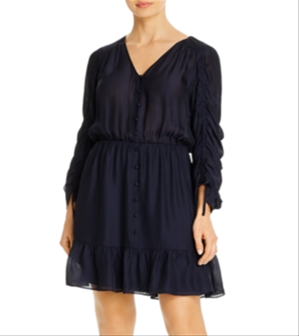 Parker Women's Fletcher Button Down Ruffed Dress Blue Size Medium – Steals